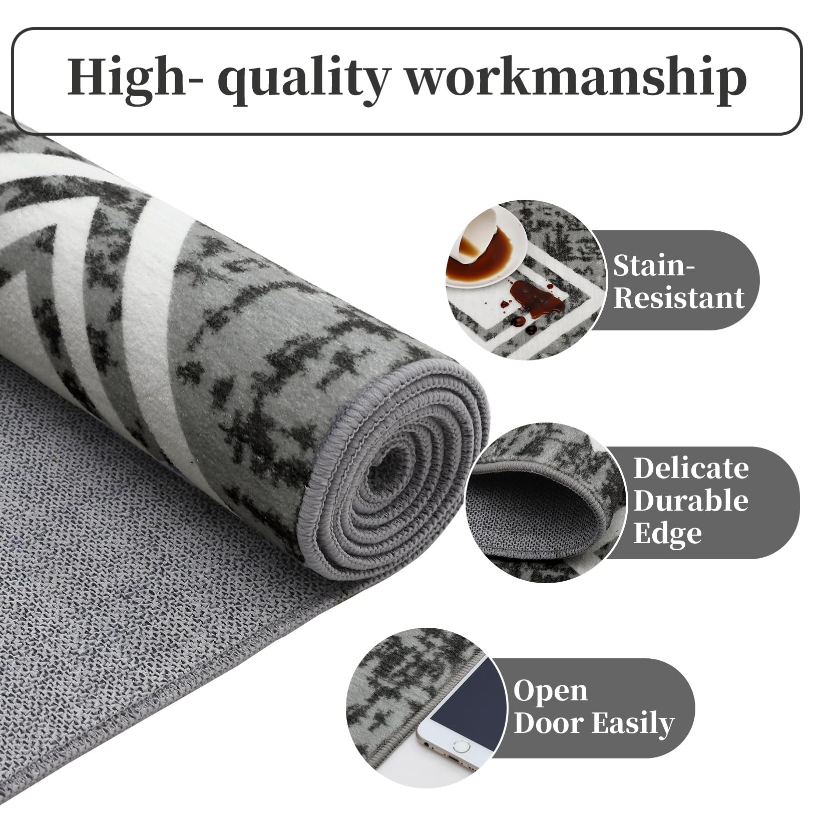 RUGSREAL Washable Area Rug 9x12 Large Moroccan Rug Geometric Modern Area Rug, Stain-Resistant Non Shedding Rug Living Room Bedroom Soft Accent Rug Farmhouse Office Home Decor,9x12