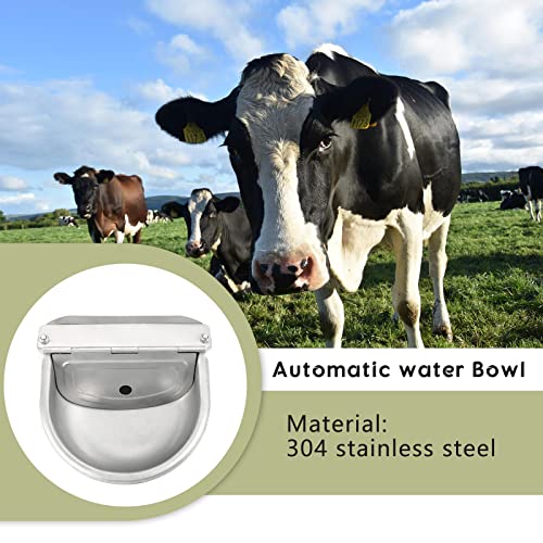 NATGAI Automatic Stainless Steel Waterer Bowl with Float Valve Water Trough Farm Grade for Horse Cattle Goat Sheep Dog