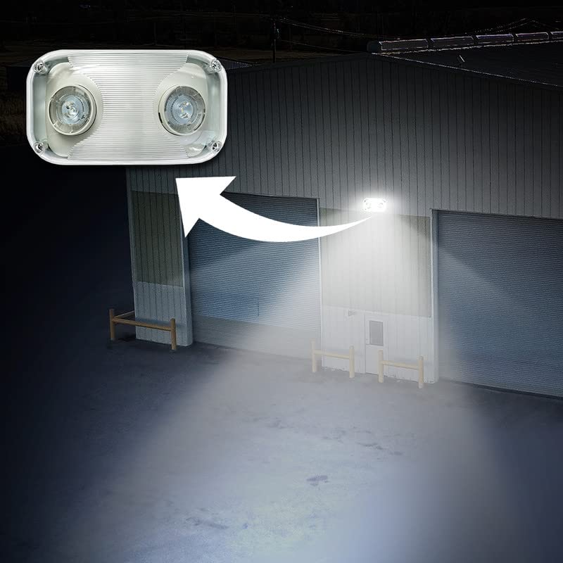Ciata Led Emergency Lights for Business with Battery Backup, Outdoor Emergency Lighting Commercial in Thermo Plastic Housing with Two Halogen Ultra Bright Lamp Heads, Emergency Egress Light