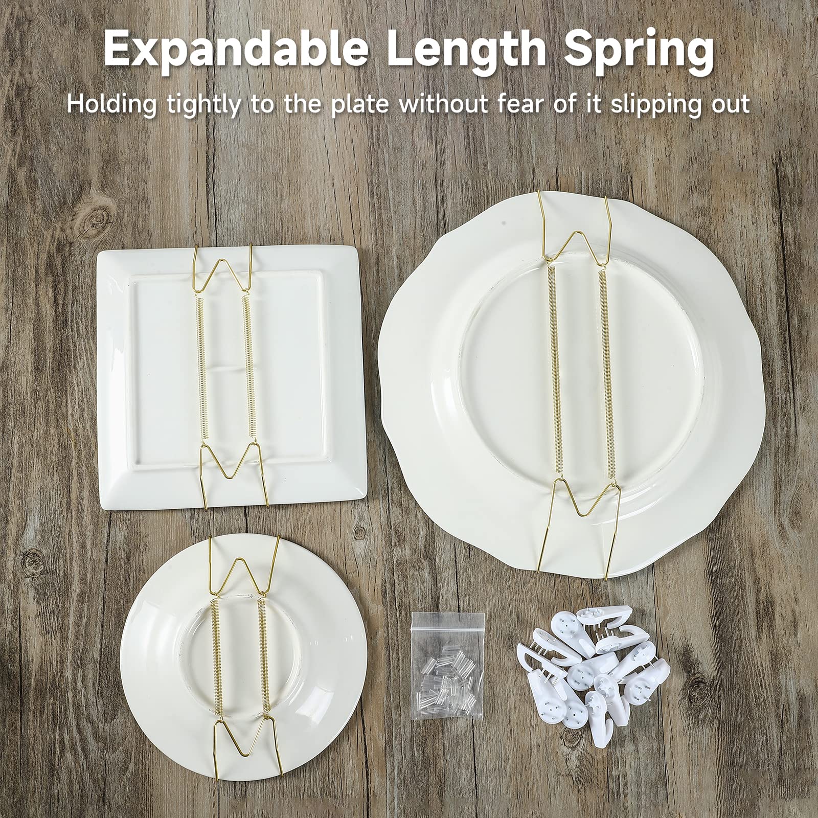 Fasunry 10 Pack Plate Hangers, 8 Inch Wall Plate Hangers and 12 Pack Wall Hooks, Compatible 7.5 to 8.5 Inch Decorative Plates, Antique China, Antique Plates and Arts