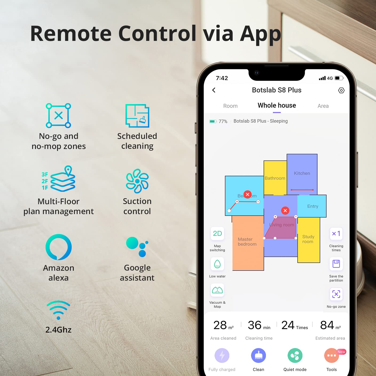 360 S8 Plus Robot Vacuum and Mop Combo, Botslab Self-Empty LIDAR Navigation Smart Mapping Robot, 2700Pa Suction, Carpet Detection, Work with Alexa, WIFI, APP, Ideal for Pet Hair, Hard Floor and Carpet