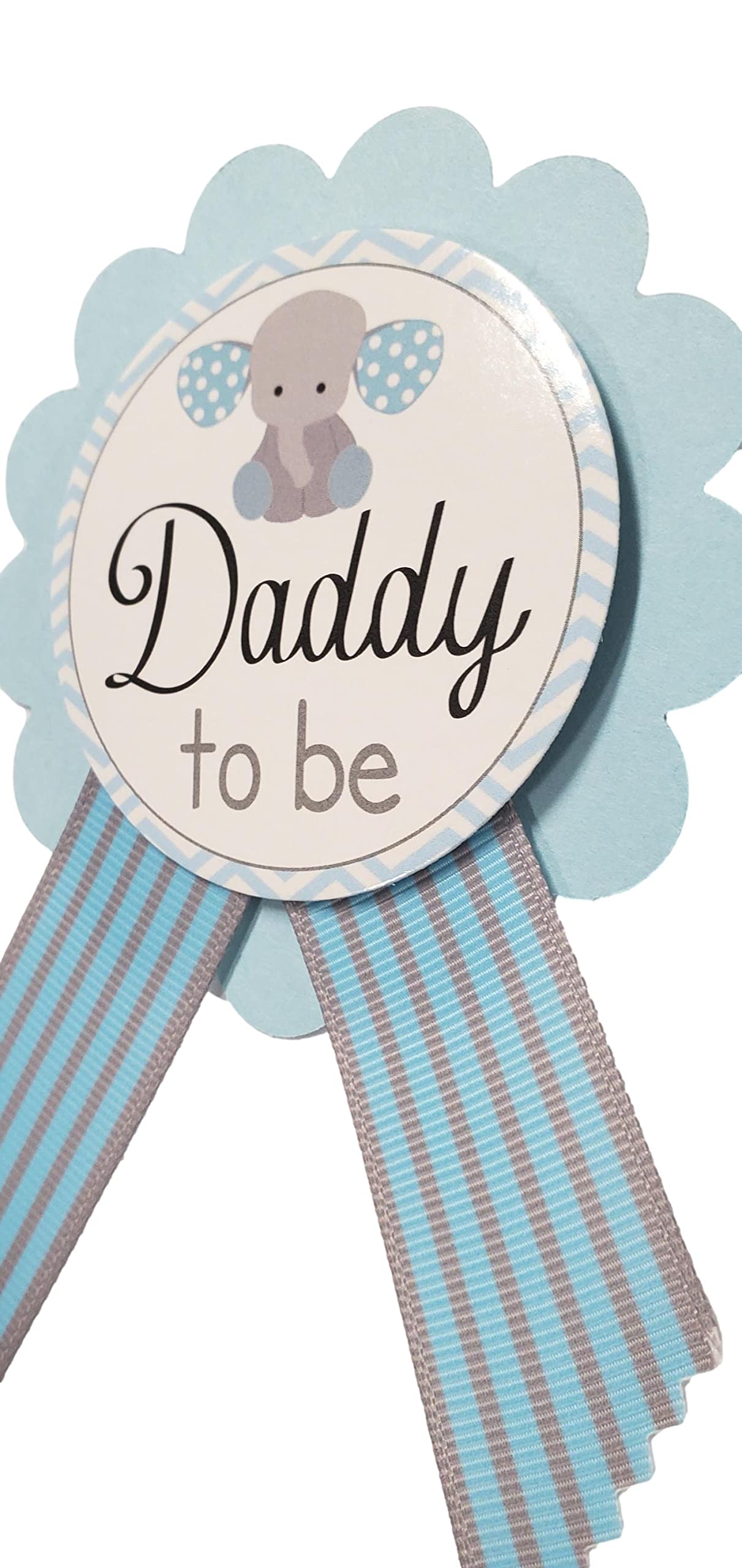 Elephant Baby Shower Pins 4 for Mommy Daddy & Grandma to Be It's a Boy for parents to wear, Blue & White, Baby Sprinkle
