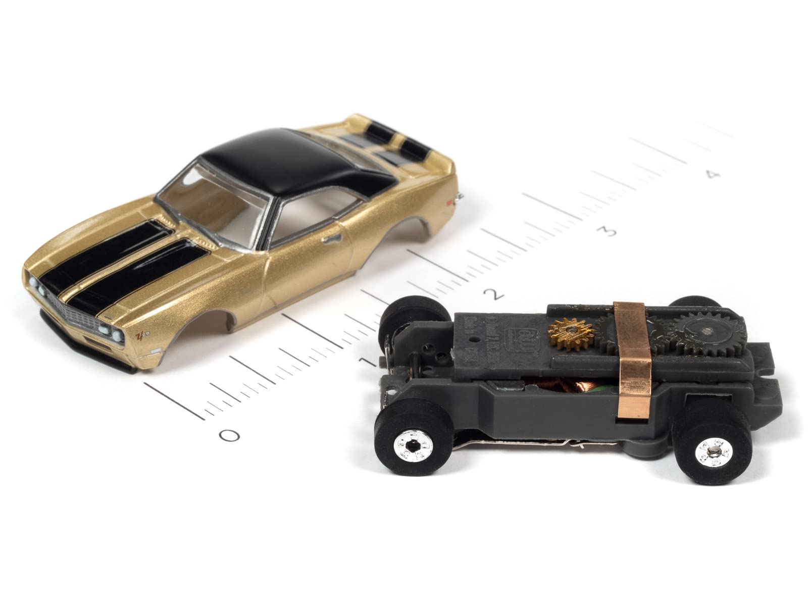 Auto World Thunderjet Cars N Coffee 1968 Chevrolet Camaro Z28 (Gold) HO Scale Slot Car