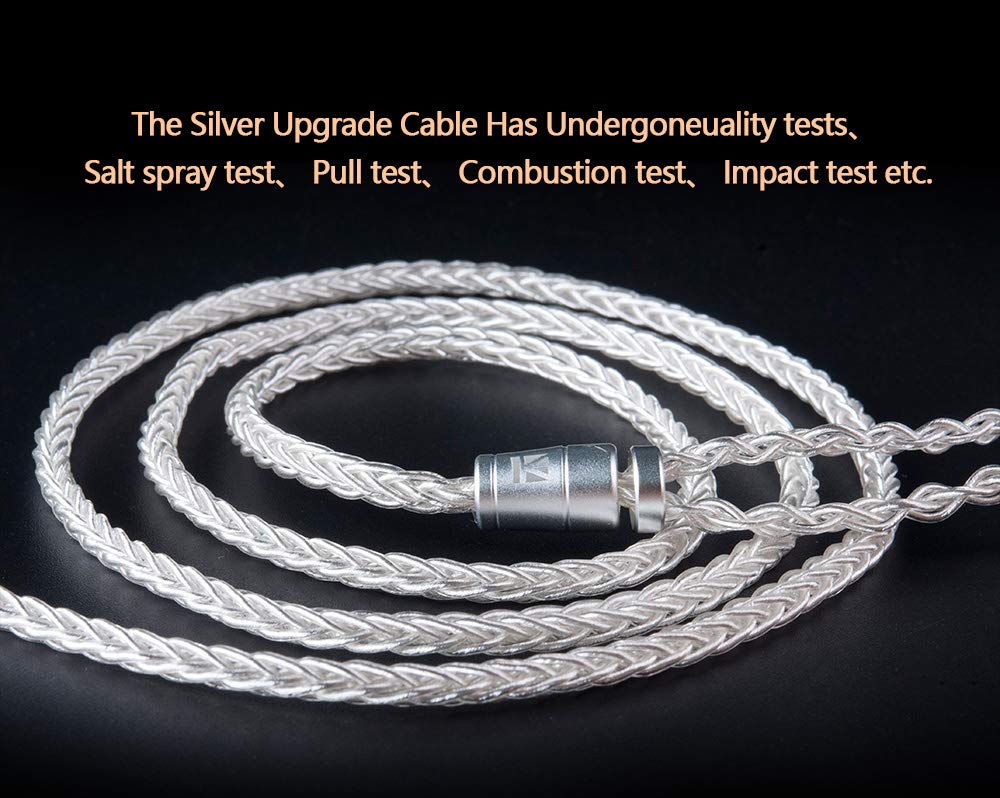 KBEAR 8 Core Silver Plated Upgrade Earphone Cable, Detachable Replacement Cable HiFi in Ear Monitor Cable for TIN T2 T3 P1 for Shure SE215 SE315 SE425 SE535 UE900 (MMCX 3.5mm)……
