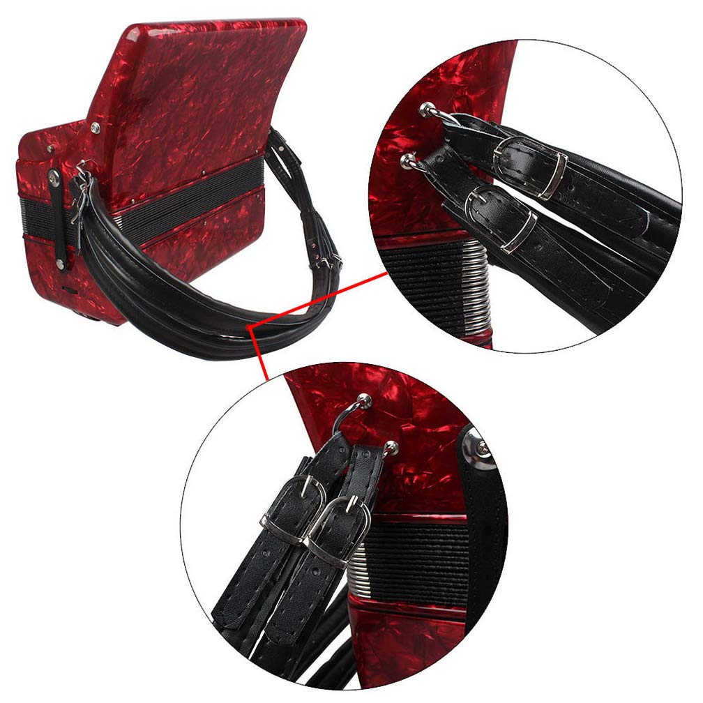 BIBISTORE Soft Leather Adjustable Accordion Shoulder Harness Straps Instrument Accessories (Black)