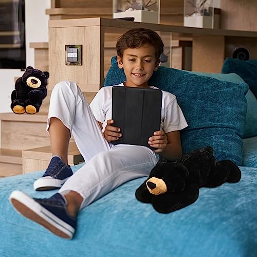 GHTMONY Black Bear Stuffed Animals, Bear Plushies Stuffed Animal Throw Pillows, Cute Plush Toy Body Pillow Gifts for Boy Girl Kids and Adults