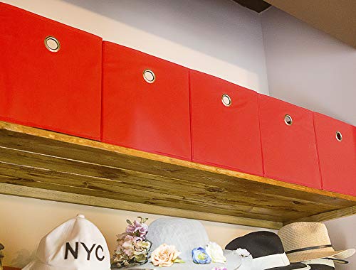 Amborido Storage Cubes Foldable Drawers Office Toys Room Organizer Cubby Clothes Fabric Kids Bins 6 Pack (Red)