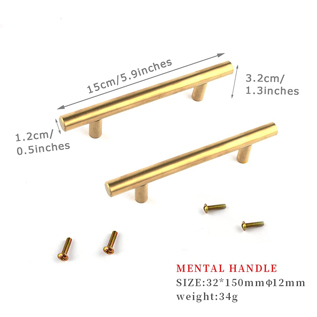 6 Pieces Gold Tray Handles for Resin Tray Molds, Stainless Steel Handles with Screw Sets for Silicone Serving Tray Mold, for Kitchen Cabinet Drawer Pull Handles, 5.9 Inch