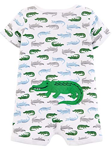 Simple Joys by Carter's Baby Boys 3-Pack Snap-up Rompers, Navy Stripe/Red Construction/White Alligator, 6-9 Months