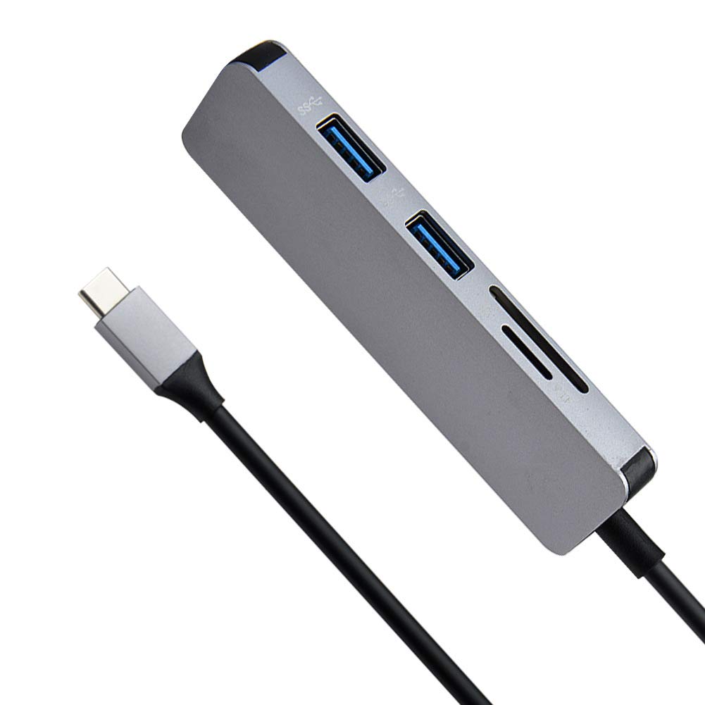 XUNMAIFHB Portable Docking Station,Type-c Expansion Dock USB-C to HDMI Converter hub Splitter USB3.0 Card Reader TF+SD Card Five in one 4K Fast Transmission, Silver