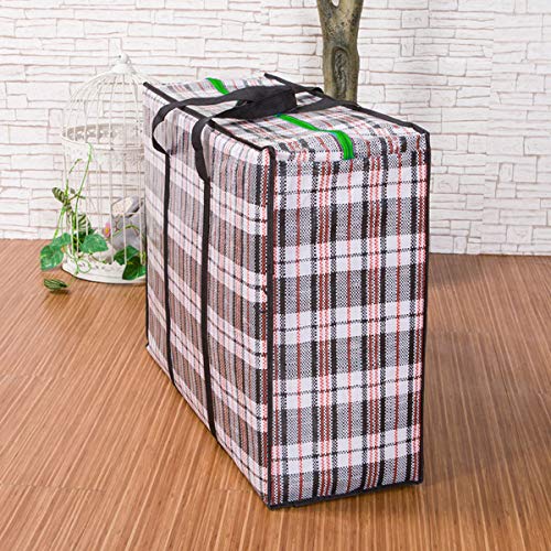 CLARA Large Checkered Storage Bag Oversized Waterproof Moving Totes Carrying Bag Luggage Bag Reusable Laundry Bag(Black, 24×24’’)