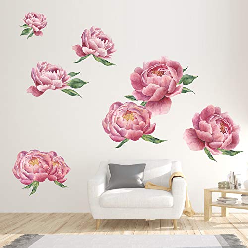 Large Peony Wall Decal Wall Sticker, Home Decor 40CM x200CM, Peel and Stick Removable Giant Wall Stickers Wall Mural for Kids Nursery Bedroom Living Room