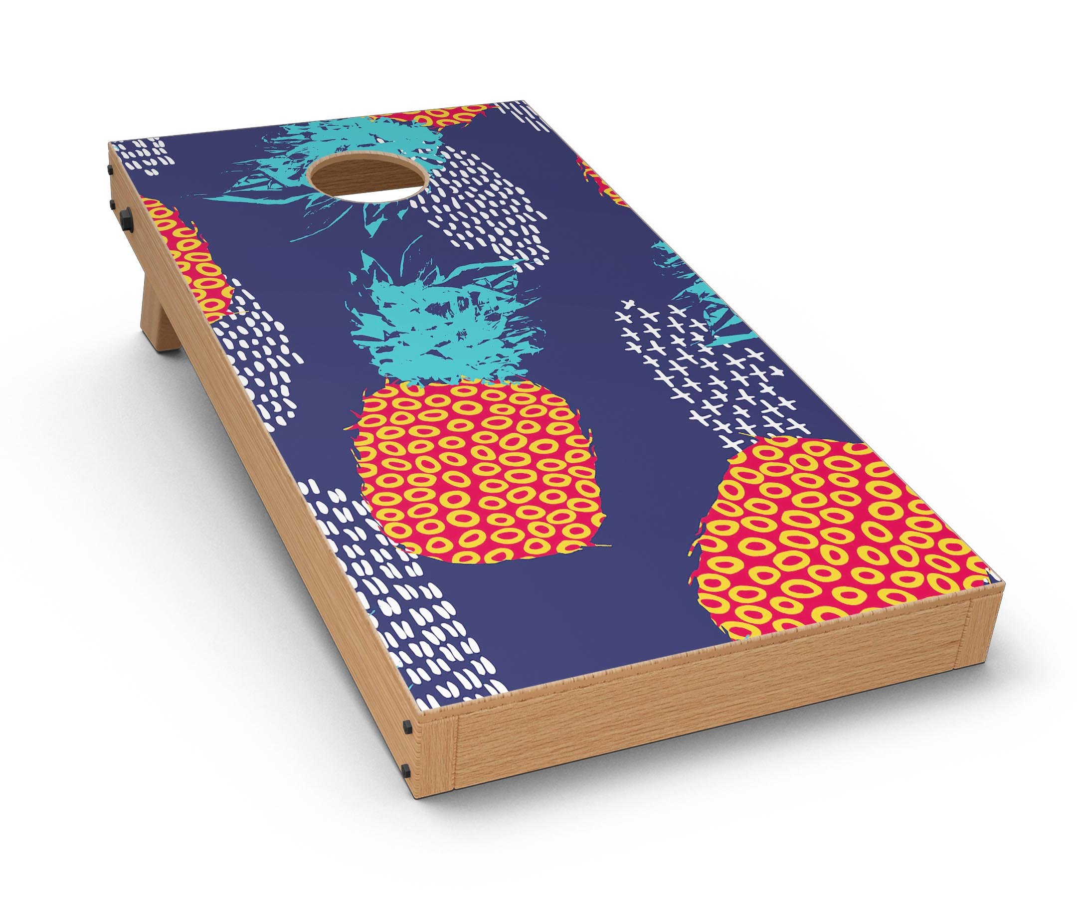 Design Skinz Summer Tropical Skin Set for Cornhole (Skin Only) - Retro Summer Pineapple v4