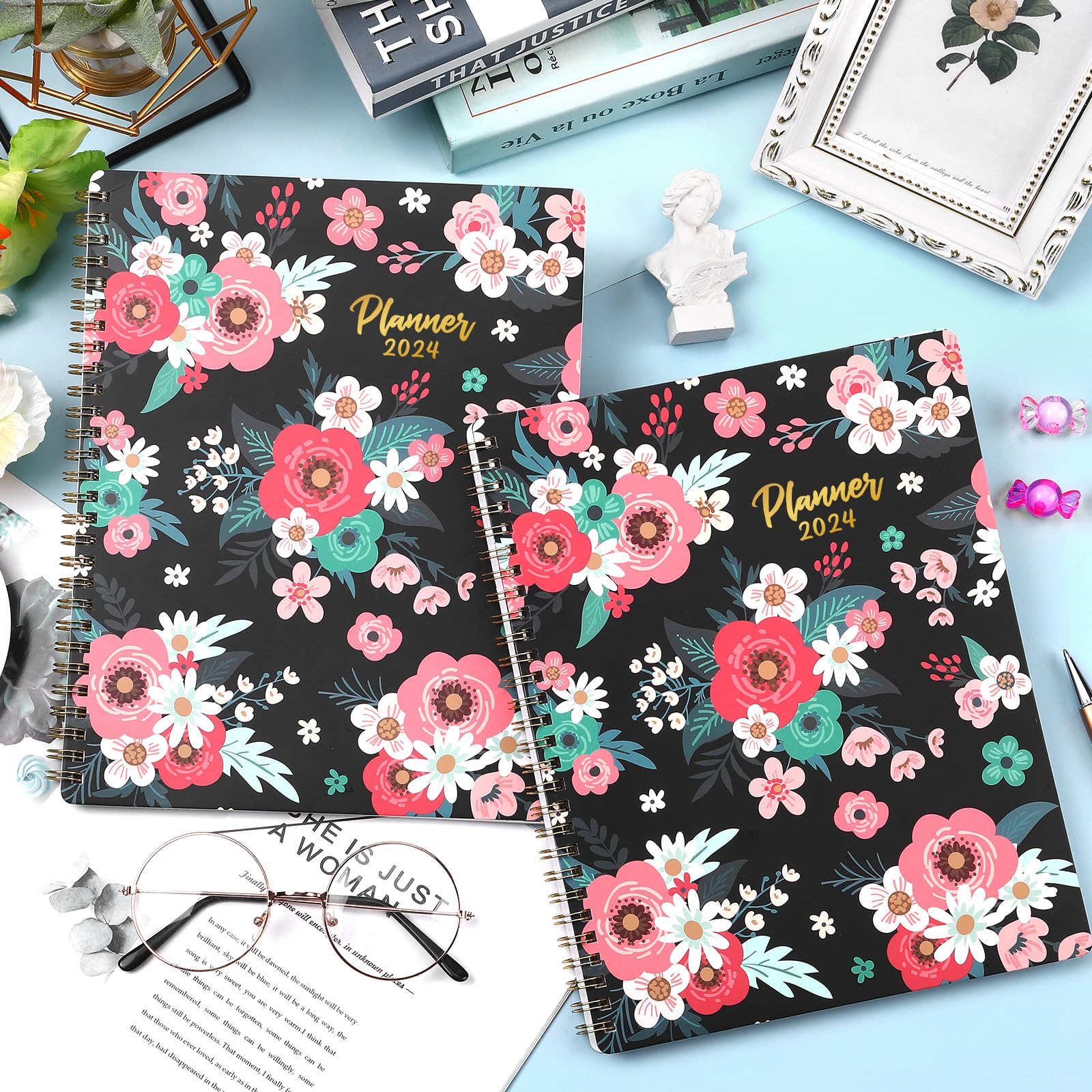 2024 Planner - 2024 Weekly & Monthly Planner from Jan. 2024 - Dec. 2024, 8" x 10", Planner 2024 Weekly and Monthly with Strong Twin-Wire Binding, Round Corner Design, Perfect Daily Organizer