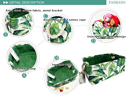 FANKANG Rectangular Laundry Basket Nursery Storage Fabric Storage Bin Storage Hamper,Book Bag,Gift Baskets (Green plant)