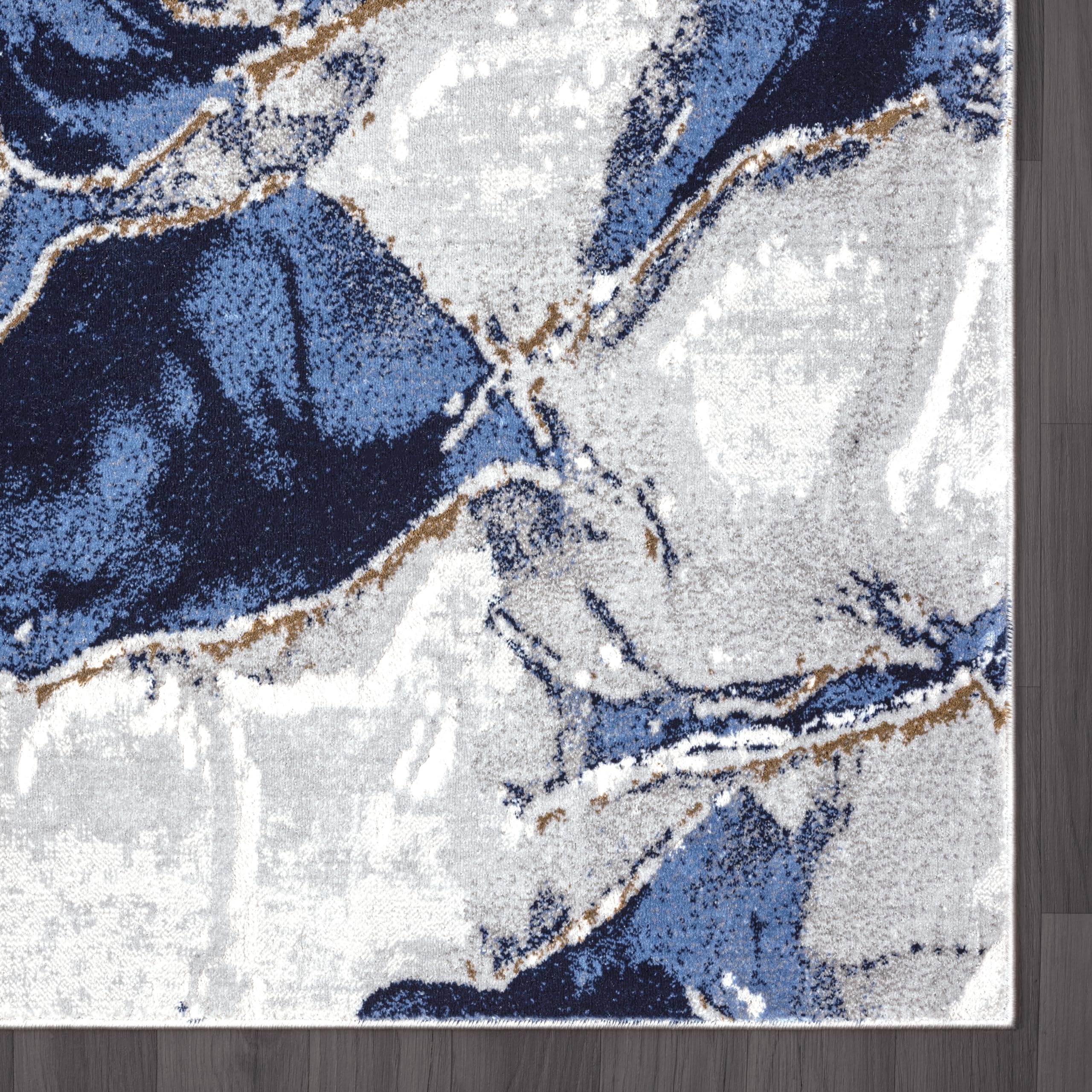 Abani Regal Collection Area Rug - Abstract Grey Blue Design - 8' x 10' - for Living Room, Bedroom & Office