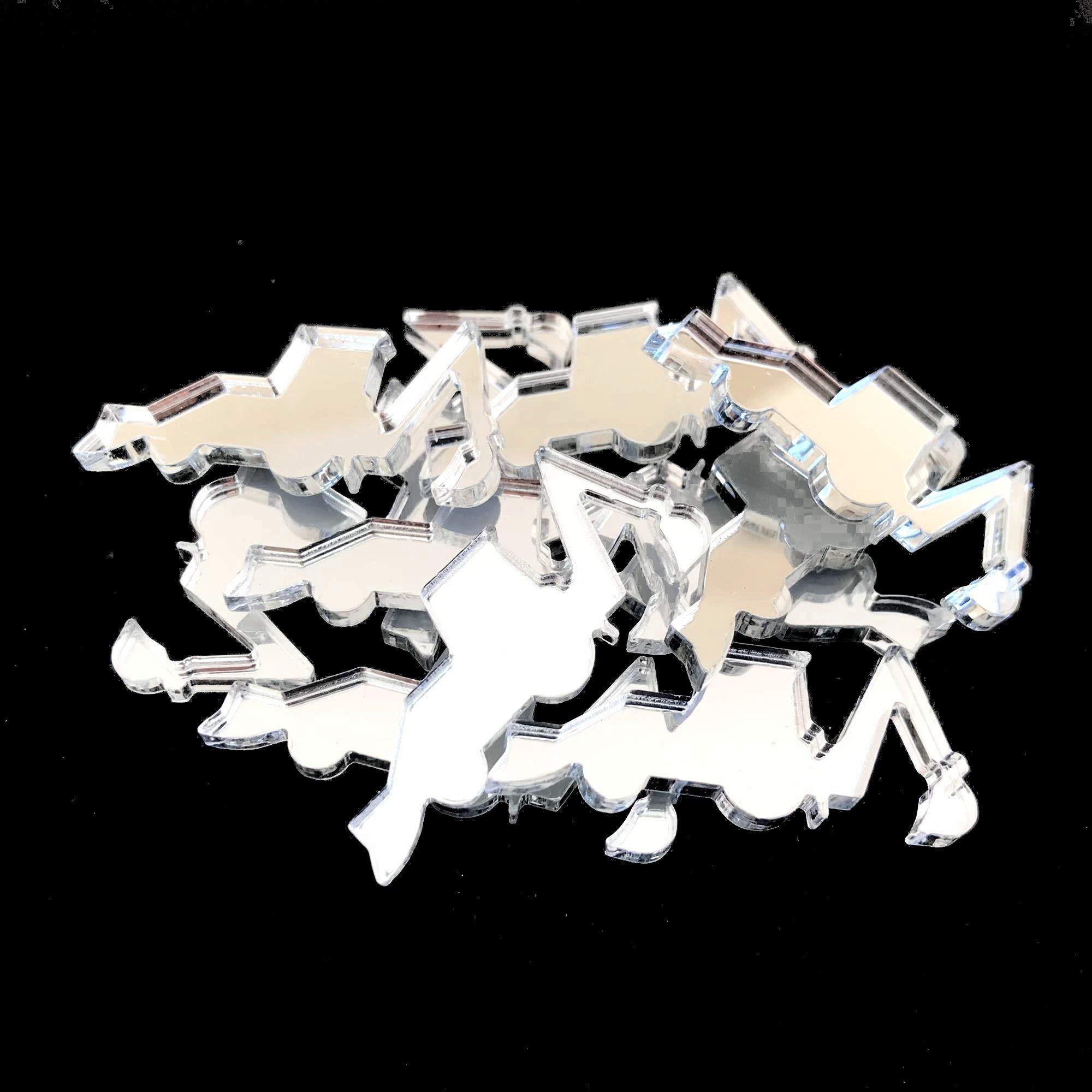 Super Cool Creations Digger JCB Shaped Crafting Mirrors, Set of 10, Many Colours, Shatterproof Acrylic, Pink Mirror, Pack of 10 x 4cm