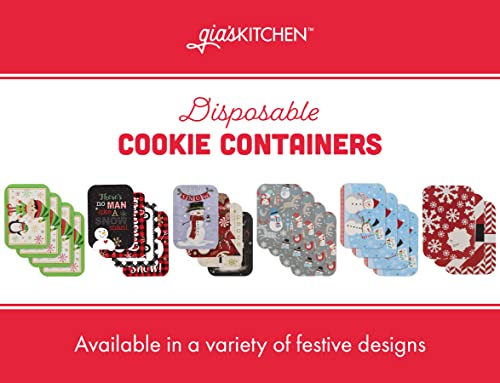 Gia's Kitchen Disposable Aluminum Pans with Lids, 24 Piece, Set of 12 - Heavy Duty Foil Pans with Lids Perfect for Leftovers, Holiday Treats, Gift Giving - Winter Friends Foil Container Rectangular