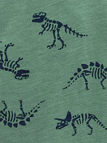 Simple Joys by Carter's Boys' 3-Pack Long Sleeve Shirts, Dark Grey Stripe/Grey Dots/Spruce Green Dinosaur, 2T
