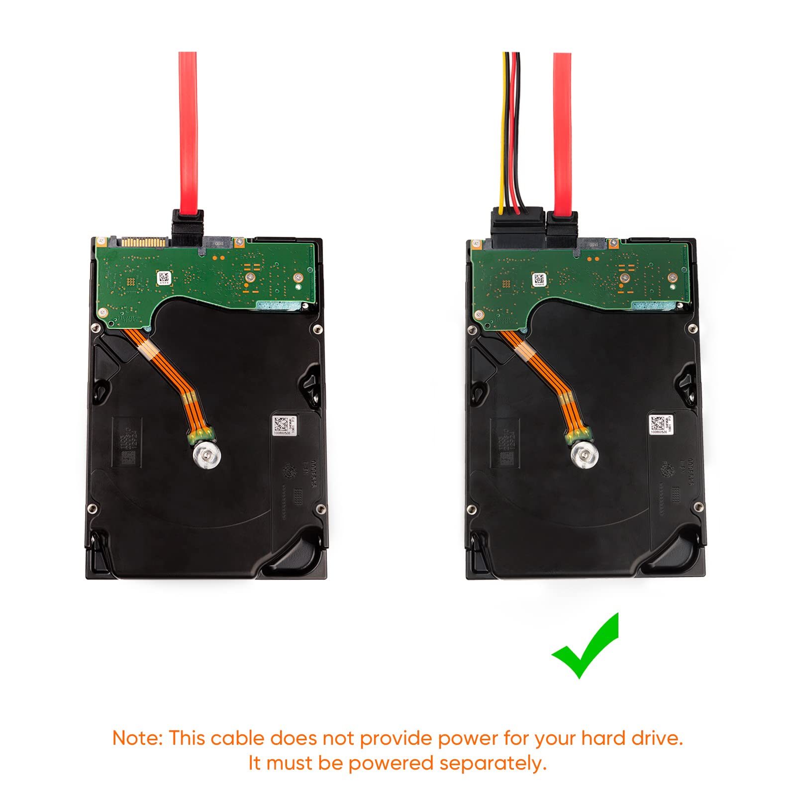 CableCreation SATA III Cable, [2-Pack] 8-Inch/0.6FT SATA III 6.0 Gbps 7pin Female to Downward Right Angle Female Data Cable with Locking Latch, Support for 2.5'' SSD,3.5''HDD Drive, Red