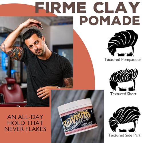 Suavecito Pomade Firme Clay 4 oz, 1 Pack - Strong Hold Hair Clay For Men - Low Shine Matte Hair Clay Pomade For Natural Texture Hairstyles