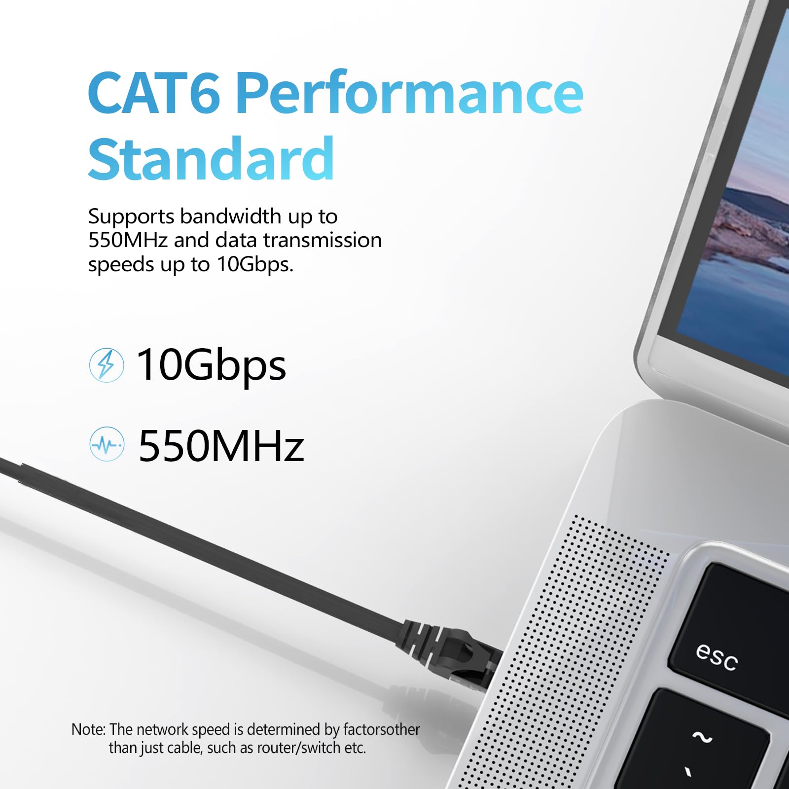 CableGeeker Cat 6/Cat5e Ethernet Cable 9 ft, 10Gbps Snagless Ethernet Cable, 24AWG Pure Copper High Speed Cat6 Cable RJ45 Internet Cable for Computer, Modem, PS5/4, Router, Gaming - 9 Feet in Black