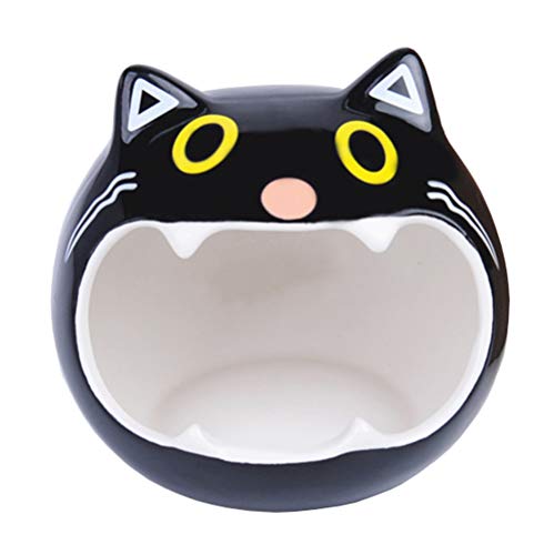 Small Animal Pet House Ceramic Nest Hamster Hideout Chinchillas House for Chinchillas Hamster Gerbils Hedgehog (Black Cat)