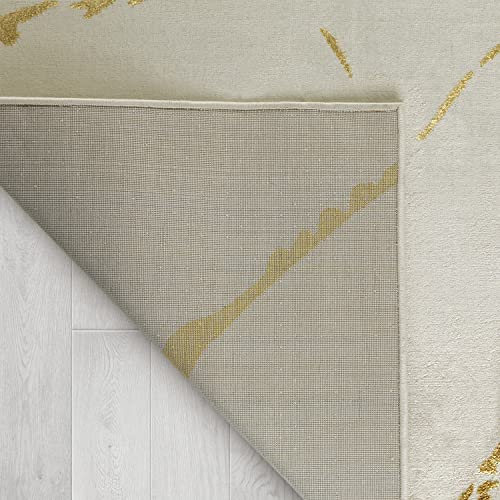 Antep Rugs Babil Gold 5x7 Marble Abstract Modern Indoor Area Rug (Beige, 5'3" x 7')
