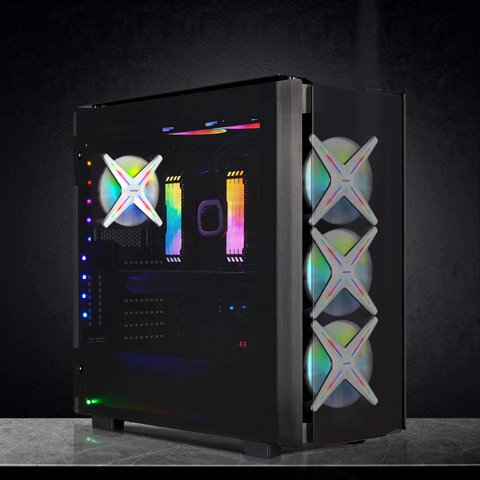 5-Star Compatible Ink Case Fan PWM Fan 5V 3 PIN Addressable RGB Fan Slim Fan for Radiator/CPU Cooler/Computer Case