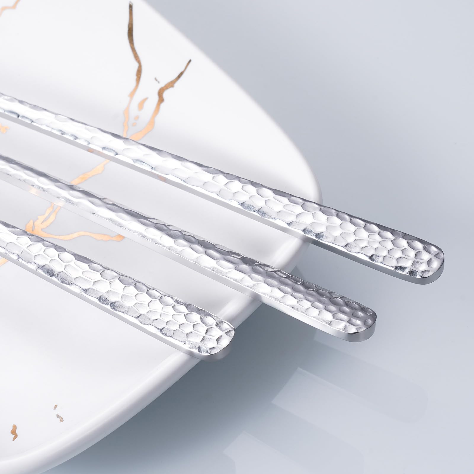 TSWEIHOME 8.4-Inch Hammered Ice Tea Spoons Long Handle, Coffee Spoons, Ice Cream Spoons, Stainless Steel Cocktail Stirring Spoons, Tea Spoons,Set of 6