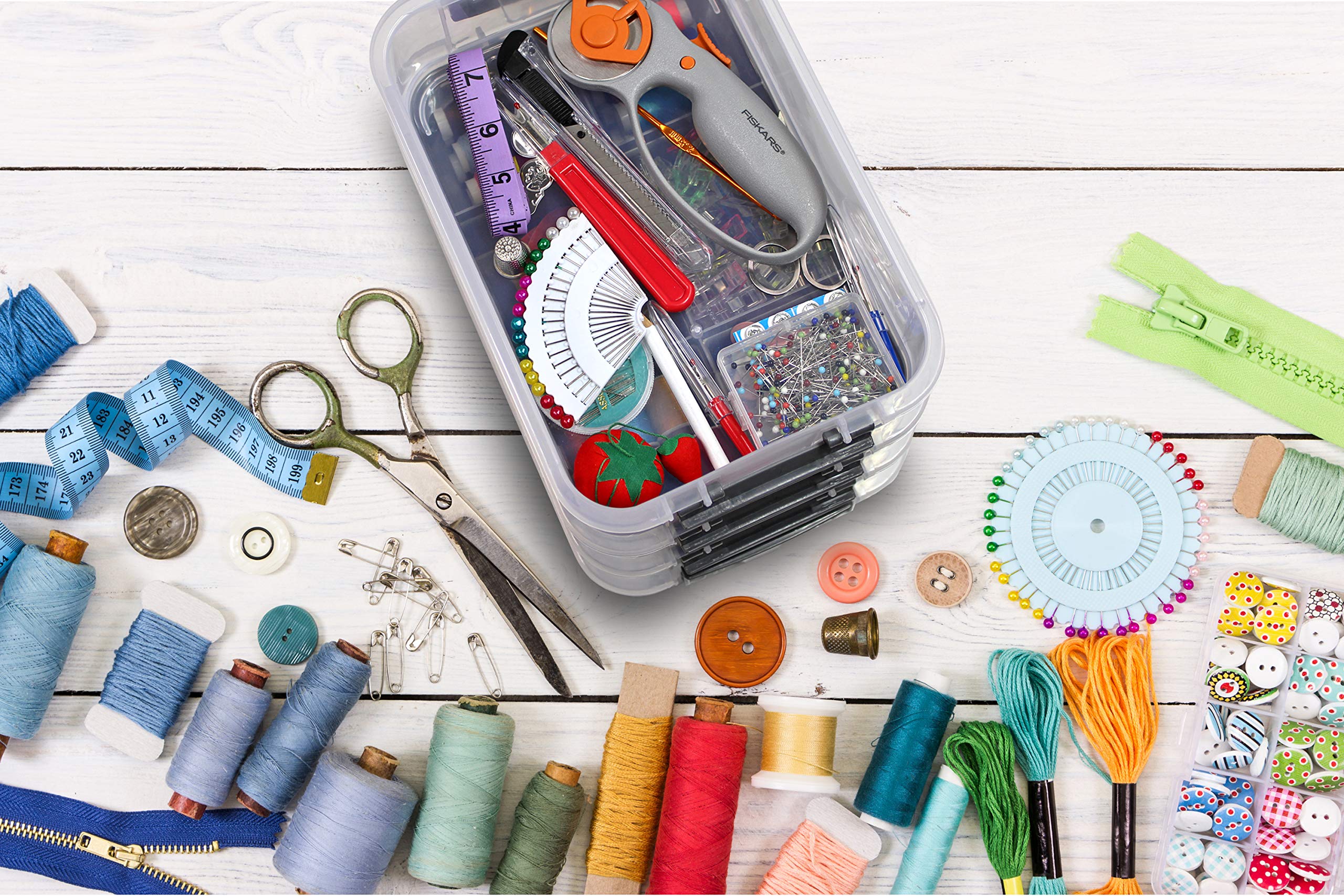 Bins & Things Ultimate Bundle Set of Stackable Storage Containers with 18 Adjustable Comaprtments Case and 2 Tray Case - Craft Storage/Craft Organizers and Storage - Art Supply Organizers.