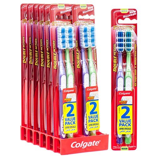 Colgate Toothbrush 2Ct Double Action Medium Pack (3)
