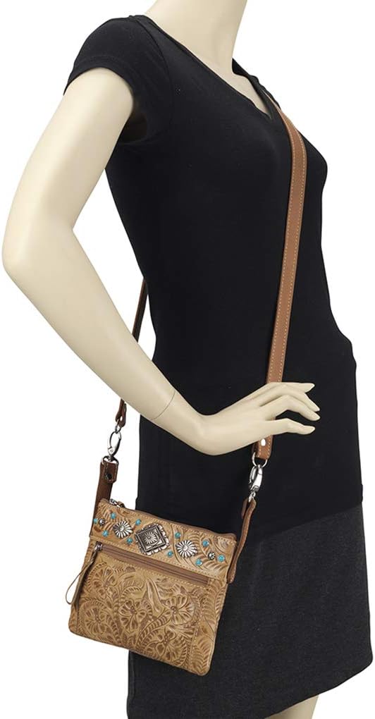 American West Women's Trail Rider Crossbody Bag Tan One Size