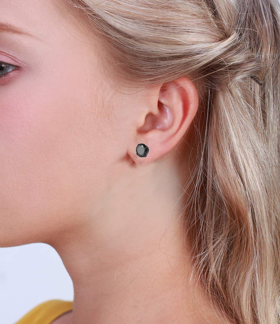 3Pairs Lightweight Ear Gauges Plugs Tunnels 2G/6mm 316L Stainless Steel Prong Setting Clear/Black CZ Ear Stretcher Expander Plugs with Rubber O-Rings (A01:3Pairs(2G=6mm))