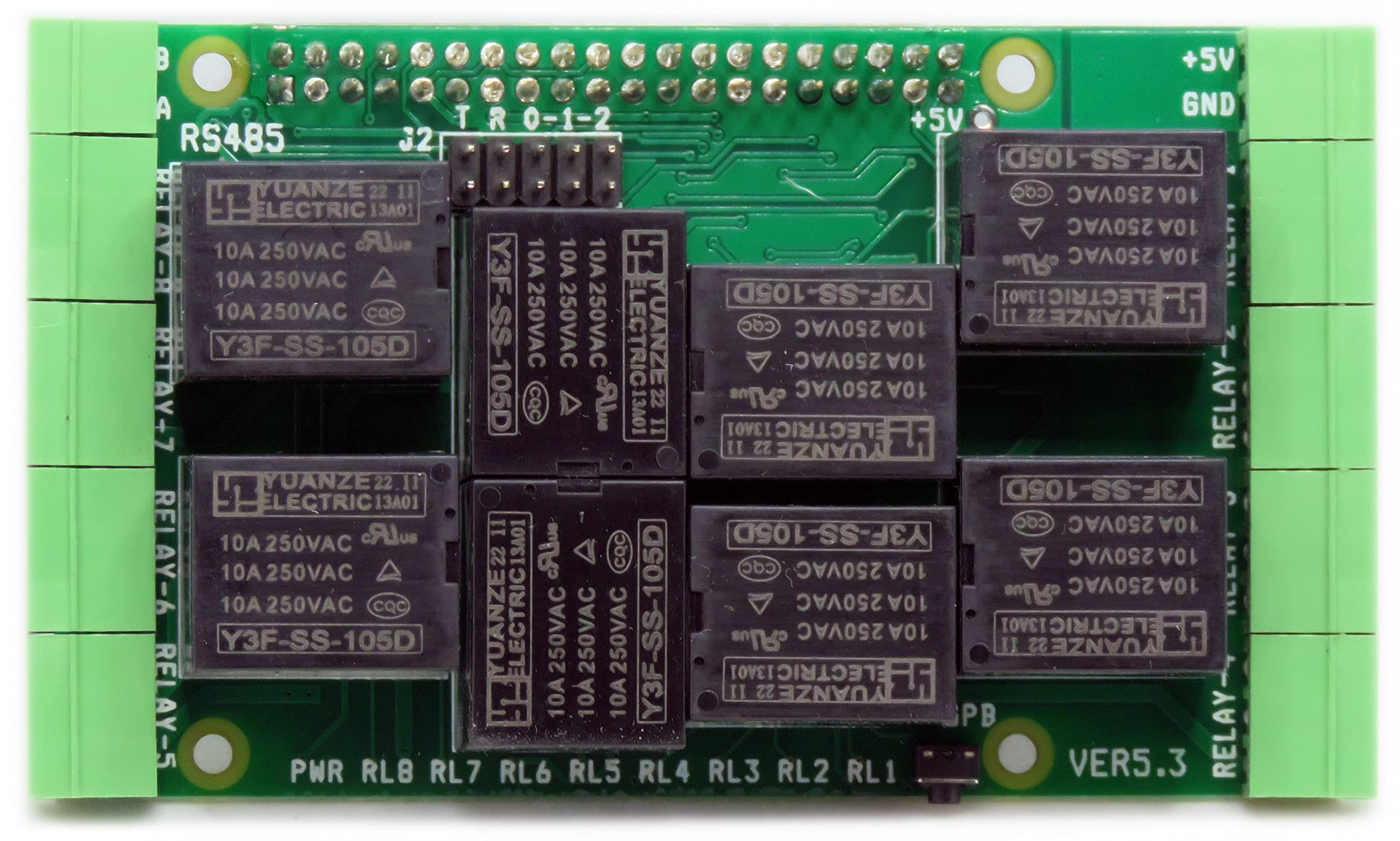 Eight RELAYS 8-Layer Stackable HAT for Raspberry Pi