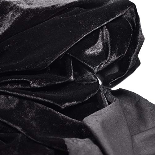 Stretch Velvet Fabric 12 Colors 62" Wide for Sewing Apparel Upholstery Curtain by The Yard (One Yard Black)