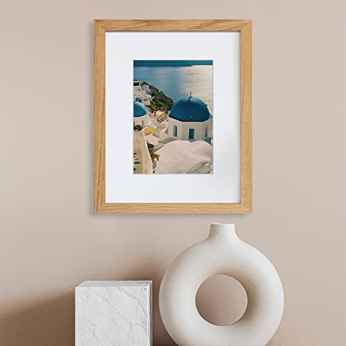 Axeman 8x10 Picture Frame with Mat for 5x7, Solid Oak Wood Picture Frames Set of 3 Packs, Natural Wood Frame for Wall and Tabletop Display Photo Frame with Tempered Glass for Home Decor- Nature