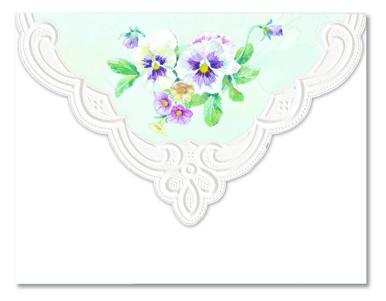 Carol Wilson Fine Arts Inc.- Pansies & Warbler - Embossed & Die Cut Blank Note Cards in Portfolio Box - 10 count - ncp2449