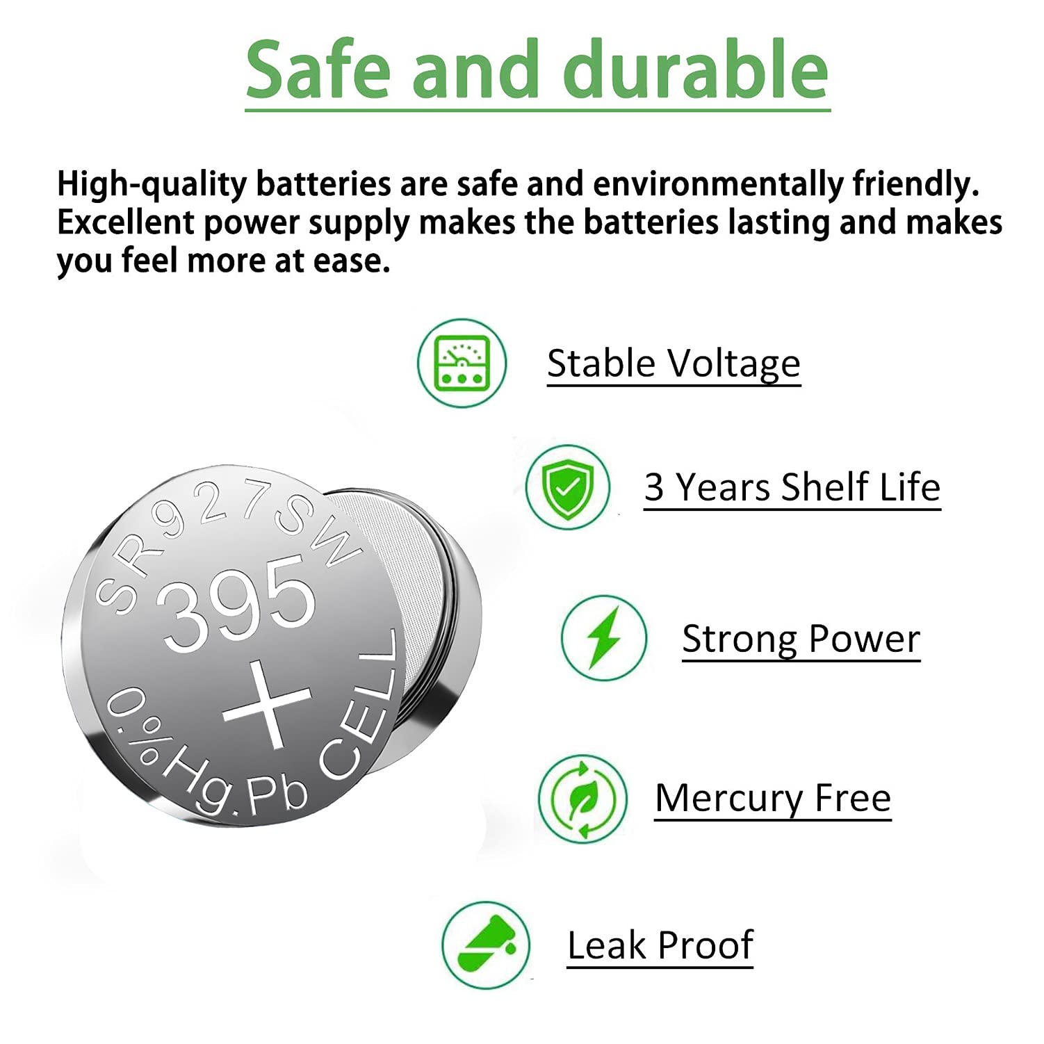 SKOANBE 10PCS LR926 SR927SW 1.5V AG7 399 395 395A LR57 Button Coin Cell Watch Battery