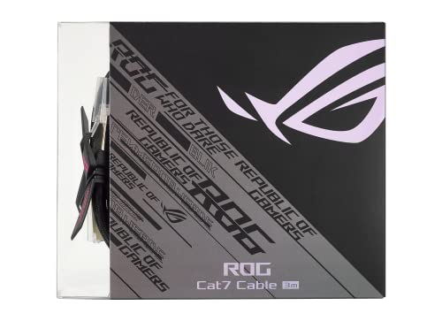 ASUS ROG Cat7 Ethernet Cable – 10 ft Shielded Gaming LAN network cable high speed network up to 600MHz & 10GB Transfer Rates, Nylon Braided, Gold Plated