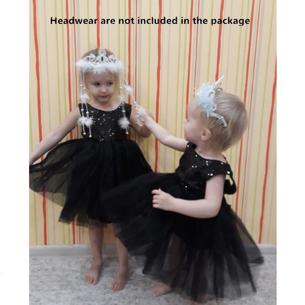 XIPAI Toddler Black Dress Girl Tutu Sequin Birthday Wedding Party Dresses 4T 5T