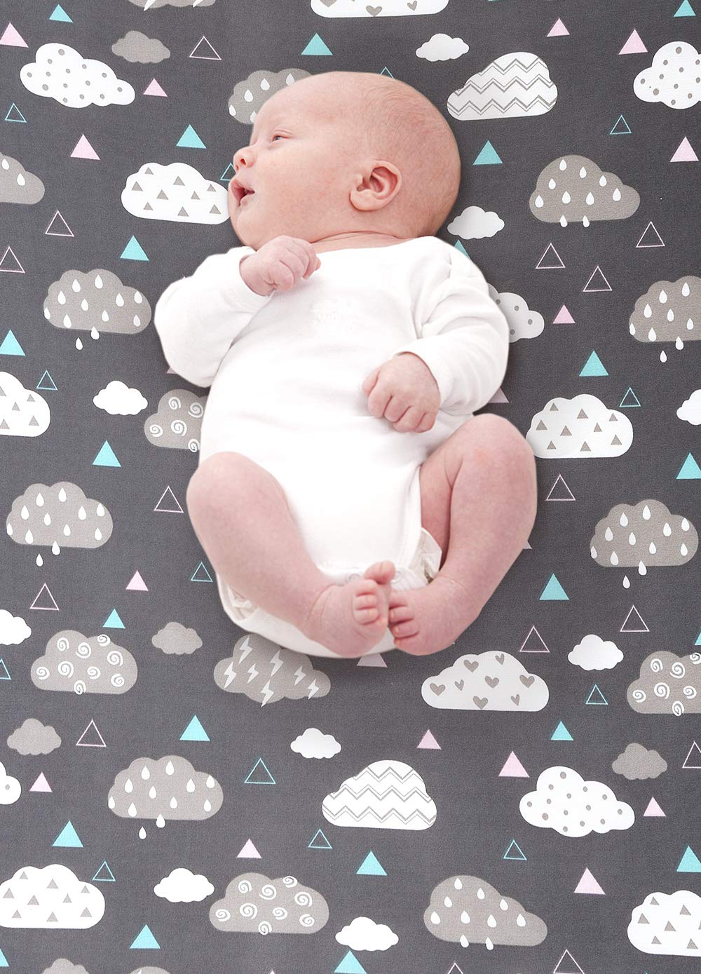 COSMOPLUS Knitted Crib Sheet Set 2 Pack Stretchy Crib Sheets for Boys Girls,Universal Knit Fitted for Standard Baby Toddler Crib,Whale/Cloud