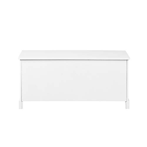 Knocbel Entry Wicker Storage Bench Wood Entryway Hallway Bedroom Bench Cabinet with 3 Drawers and 3 Woven Baskets, Fully Assembled, 19.5" H x 41.9" L x 15.2" W (White)