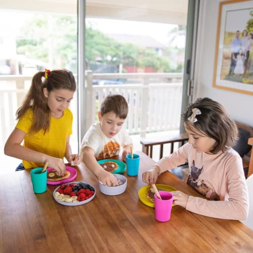 bobo&boo Plant-Based Cups for Kids β Melamine and BPA Free - Microwavable and Dishwasher Safe - Eco-Friendly Toddler Drinking Cup Set - LAGOON