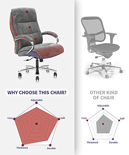 CLATINA Ergonomic Big & Tall Executive Office Chair with Fabric Upholstery 400lbs High Capacity Swivel Adjustable Height Thick Padding Headrest and Armrest for Home Office Gray