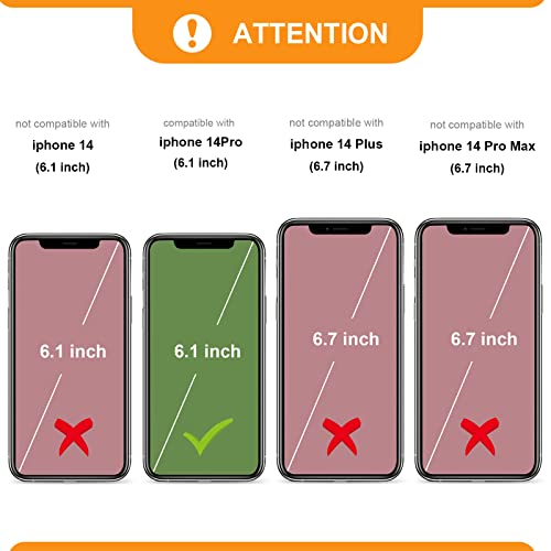 Bocasal Wallet Case for iPhone 14 Pro 5G, Genuine Leather Support Wireless Charging RFID Blocking Flip Case Card Slots Holder, Kickstand Book Folding Folio Cover with Wrist Strap 6.1 Inch(Black)