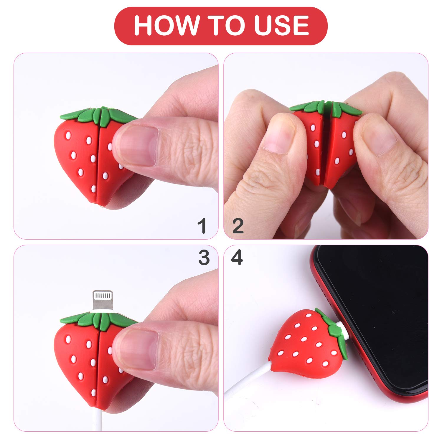 TUPARKA 18 Pcs Cable Protector for iPhone Charging Cable, Plastic Cute Fruit Drink Bottle Animal Charging Cable Saver, USB Cable Saver Phone Accessory Protect Charger Cable