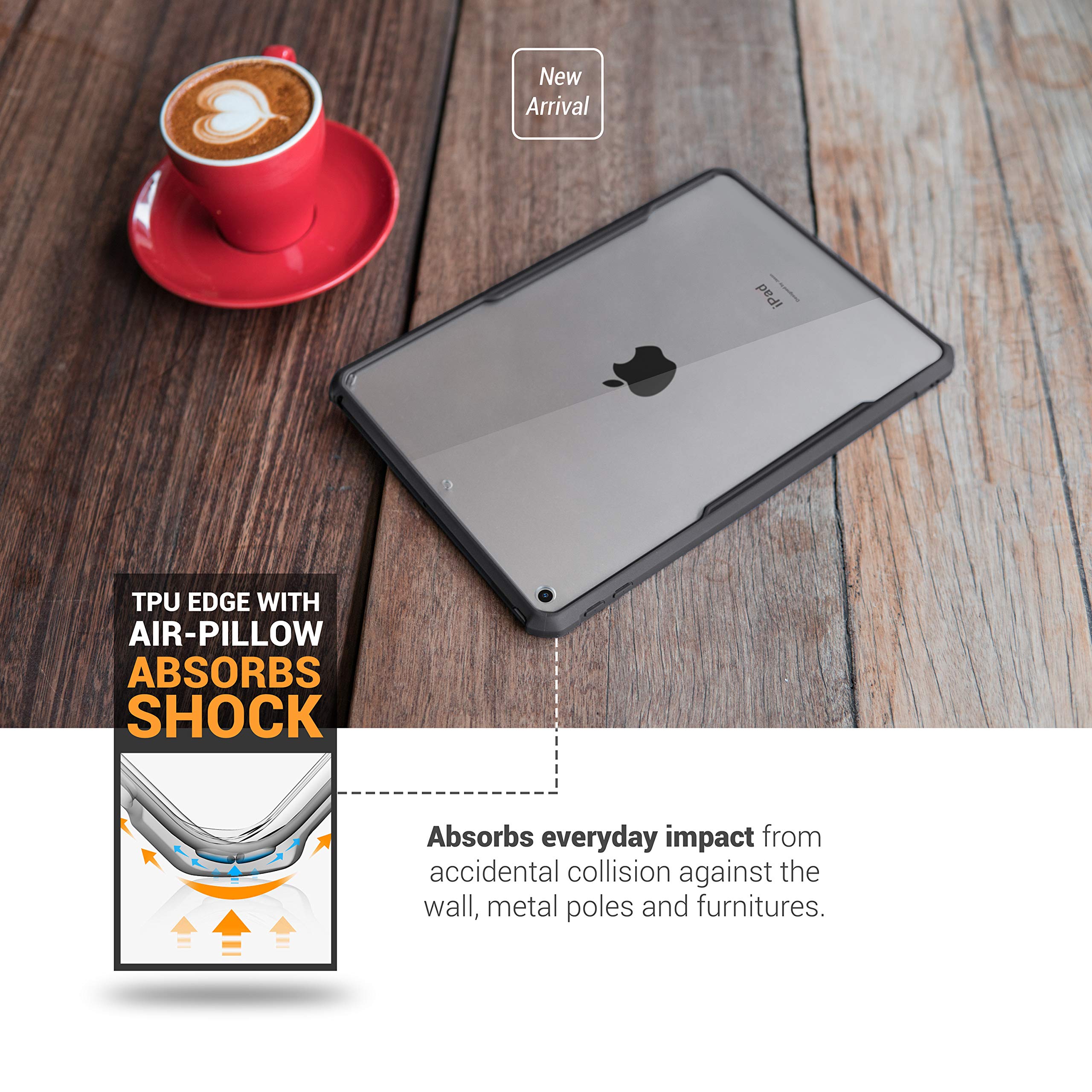 TineeOwl iPad 9/8/7 (10.2-Inch, 2021/2020/2019 Model, 9th / 8th / 7th Generation) Ultra Slim Clear Case, Flexible TPU, Lightweight, Thin (Black)