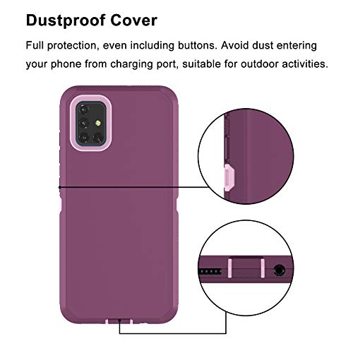 Tiflook for Galaxy A51 Case 4G (Not Fit A51 5G Version), Shockproof Heavy Duty Armor Rugged Hard Plastic Rubber Bumper 2-Layer Hybrid Protective Cover Case for Samsung Galaxy A51, Pinkish Purple
