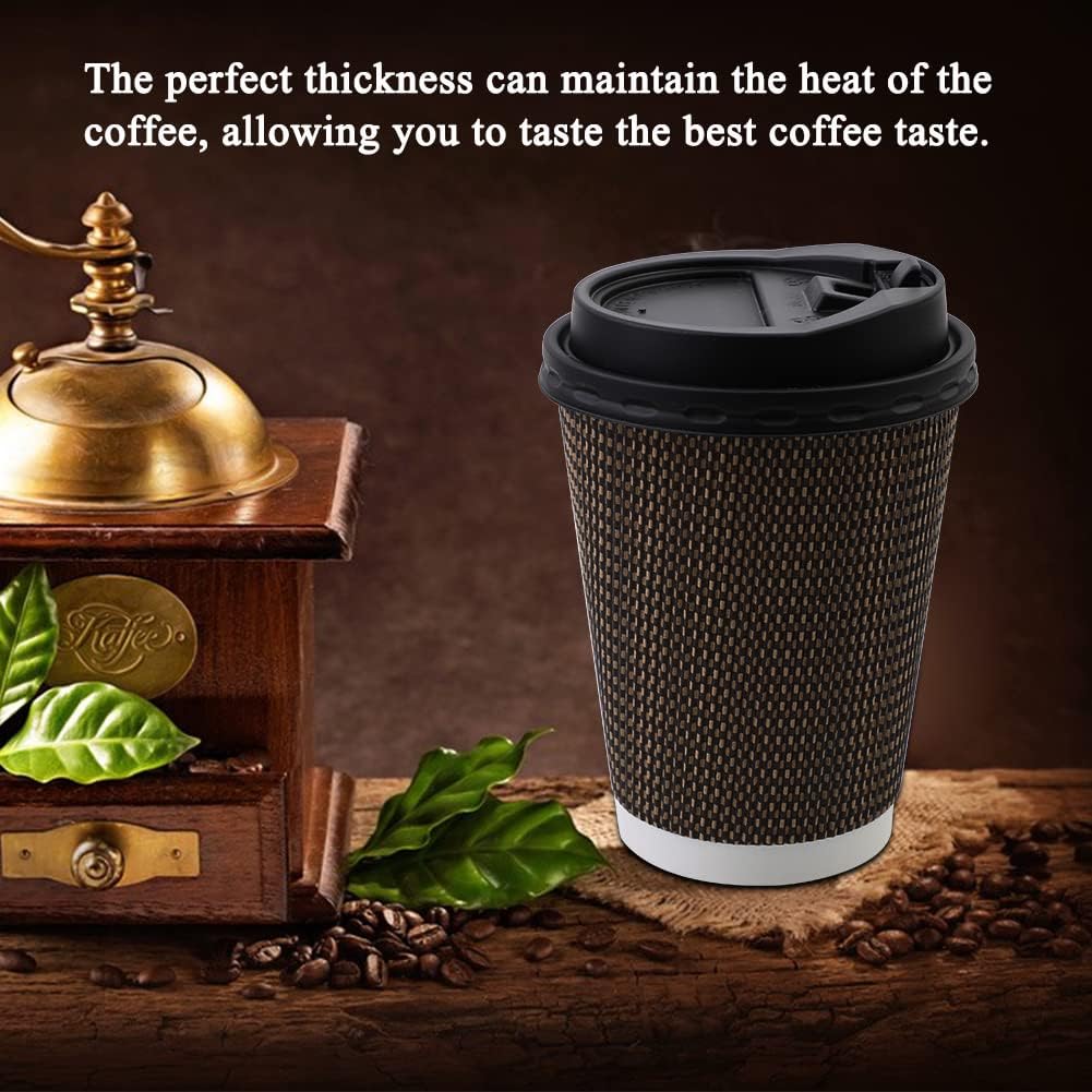 40 Packs 12oz Disposable Coffee Cups, Coffee Cups, Insulated Paper Coffee Cups,To Go Hot Cups with Lids for Coffee Tea Chocolate and Other Hot Drinks
